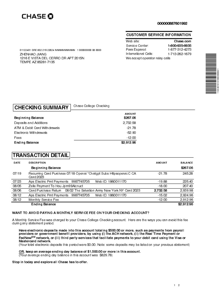 Statements 1992 | PDF | Transaction Account | Overdraft