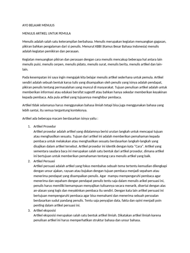 Ayo Belajar Menulis | PDF