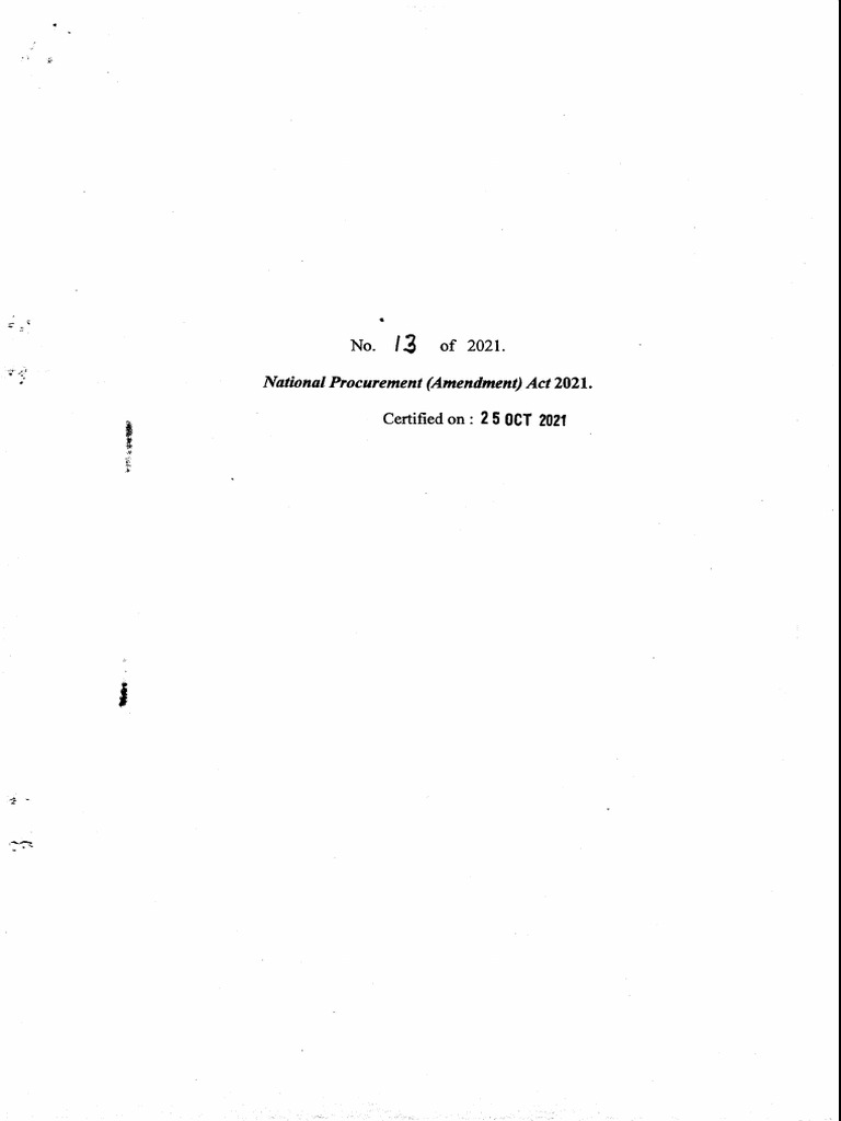 National Procurement Amendment Act 2021 | PDF | Committee | Audit