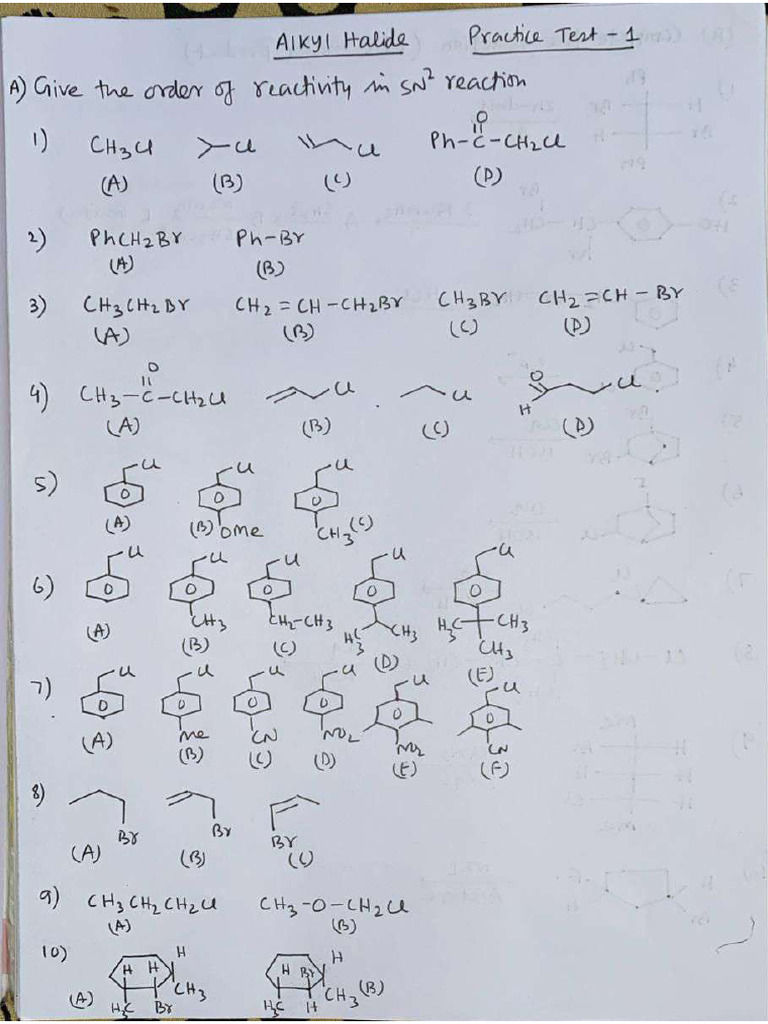 Alkyl Halide 2 Practice Sheets For Jee Mains and Advance | PDF