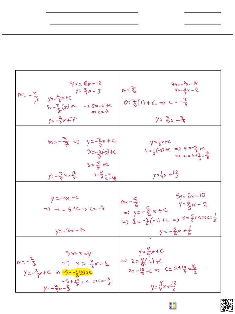Perpendicular Lines Worksheet | PDF | Equations | Mathematical Objects