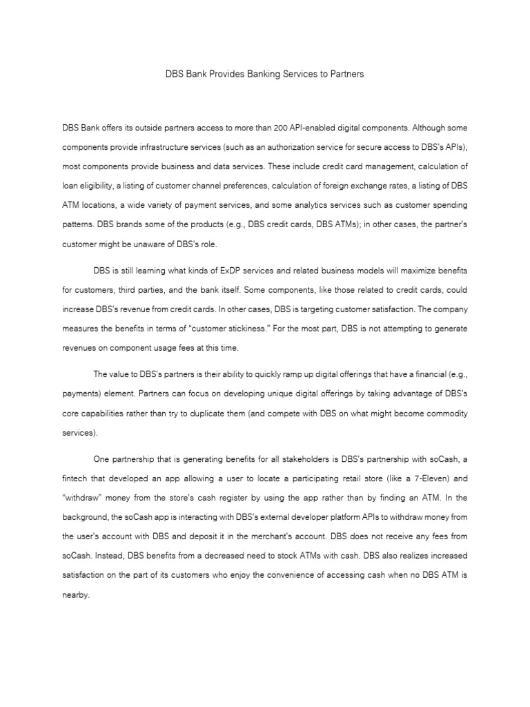 12 DBS Bank Provides Banking Services To Partners | PDF | Automated ...