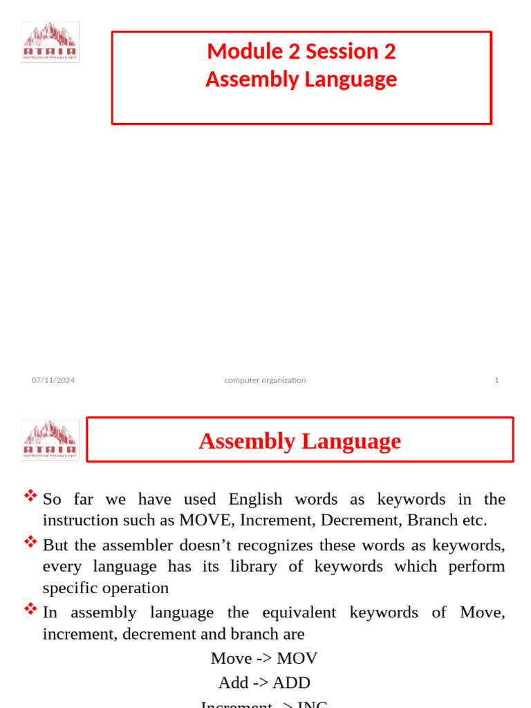 Session 2-1 | PDF | Assembly Language | Computer Program