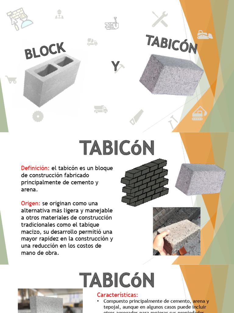 BLOCK Y Tabicon | PDF | Cemento | Aislamiento térmico