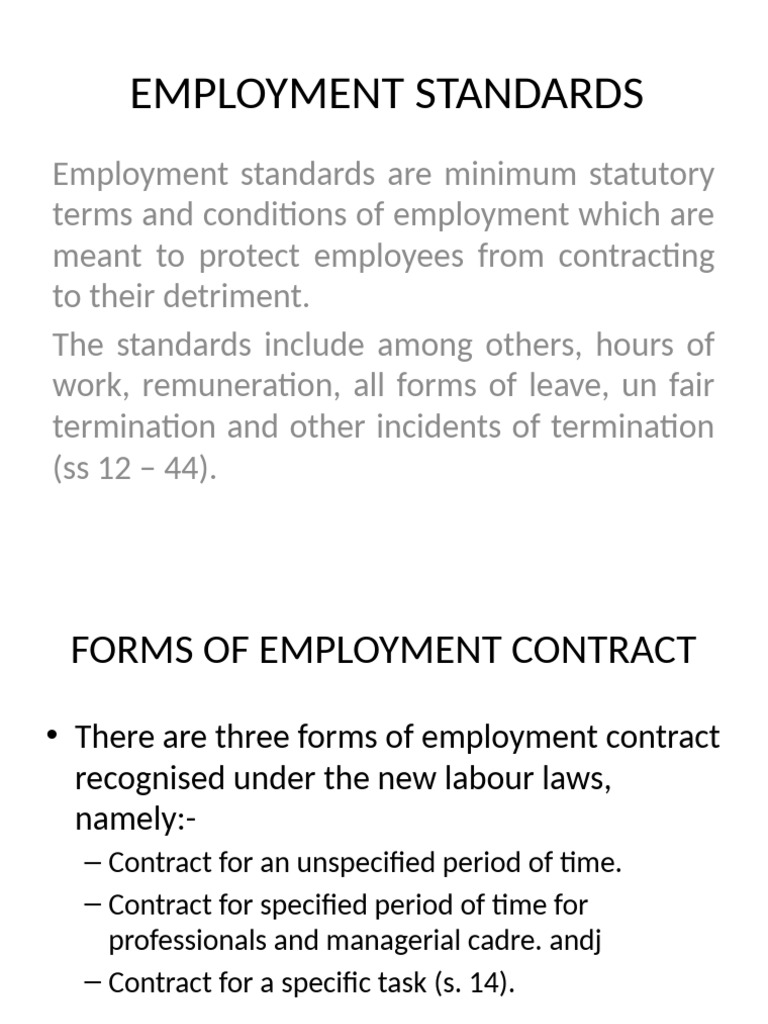 Employment Standards and Contracts Guide | PDF | Mediation | Employment