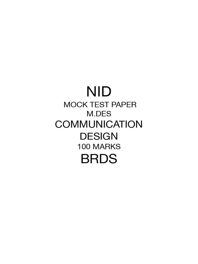 M.des Nid Communication Design Mock Paper 2 | PDF