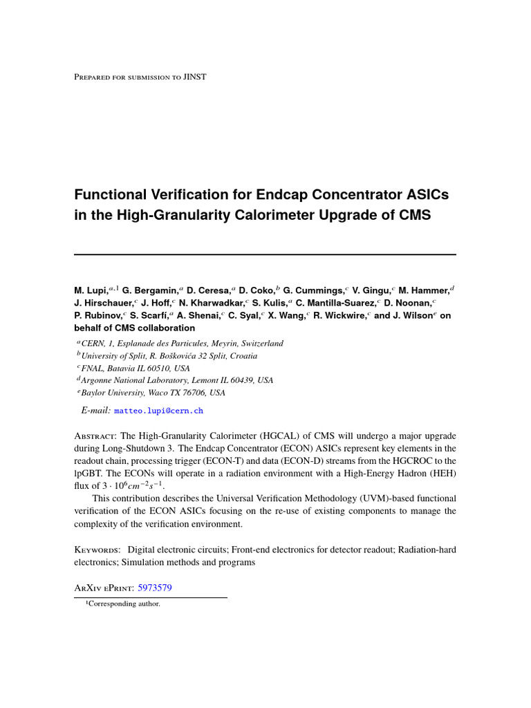 Functional Verification For Endcap Concentrator Asics in The High-Granularity Calorimeter ...