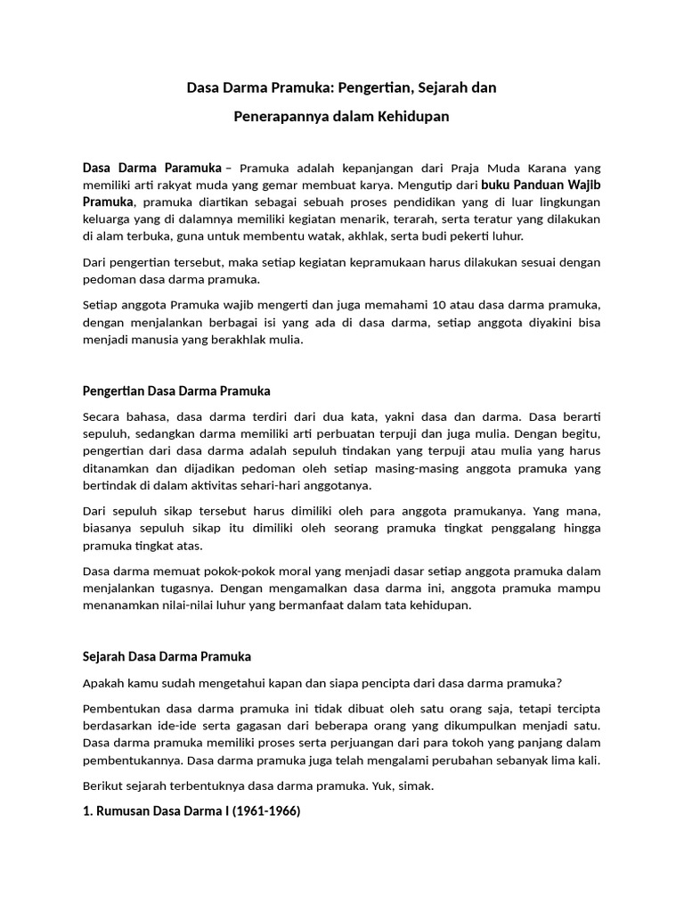 Dasa Darma Pramuka | PDF