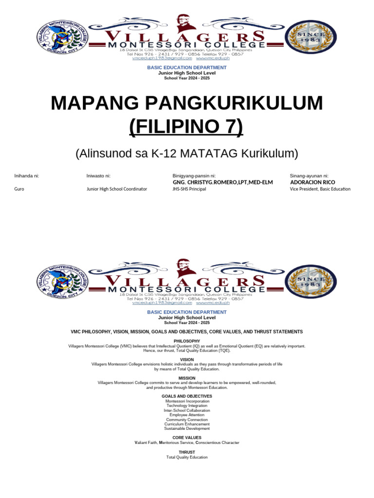 VMC Mapang Pangkurikulum 1 | PDF