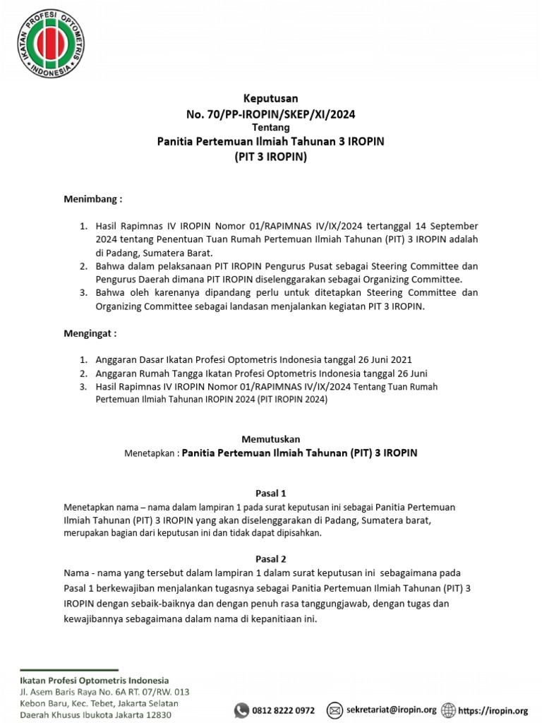 Panitia PIT 3 IROPIN di Padang | PDF | Perjalanan