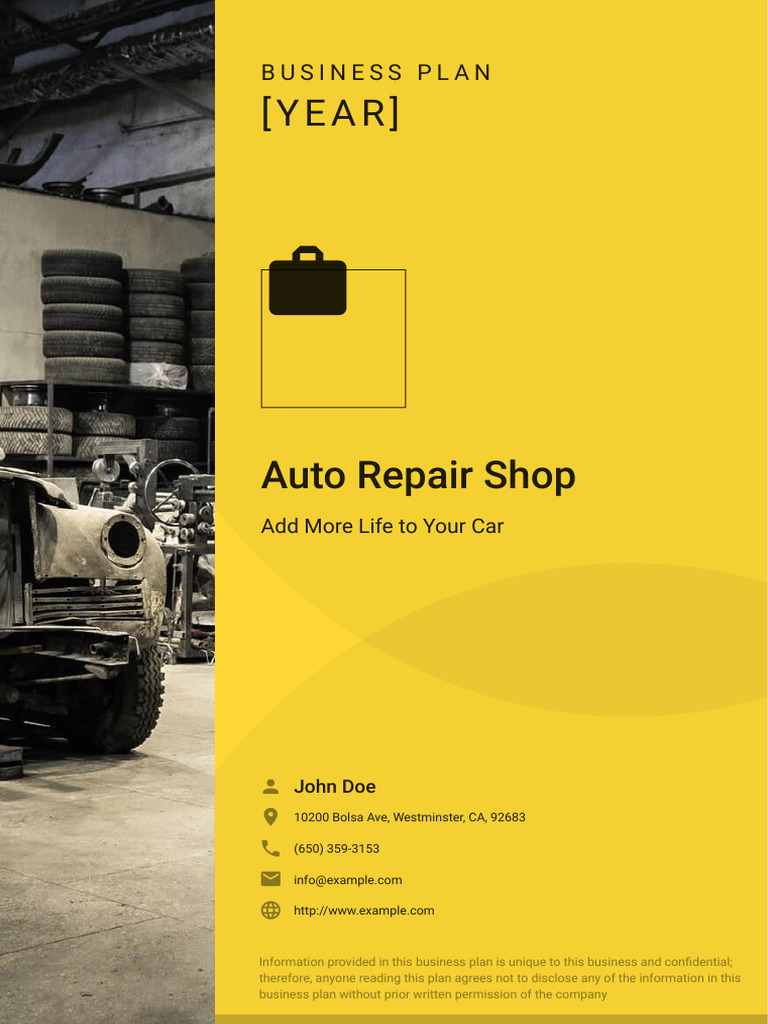 Auto Repair Shop Business Plan Overview | PDF | Expense | Auto Mechanic