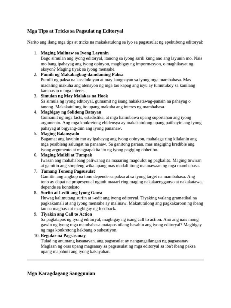 Tips and Tricks Sa Pag Sulat | PDF