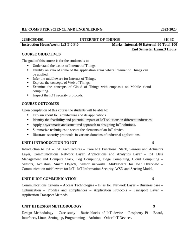 CSE_Internet of Things | PDF | Internet Of Things | Computing