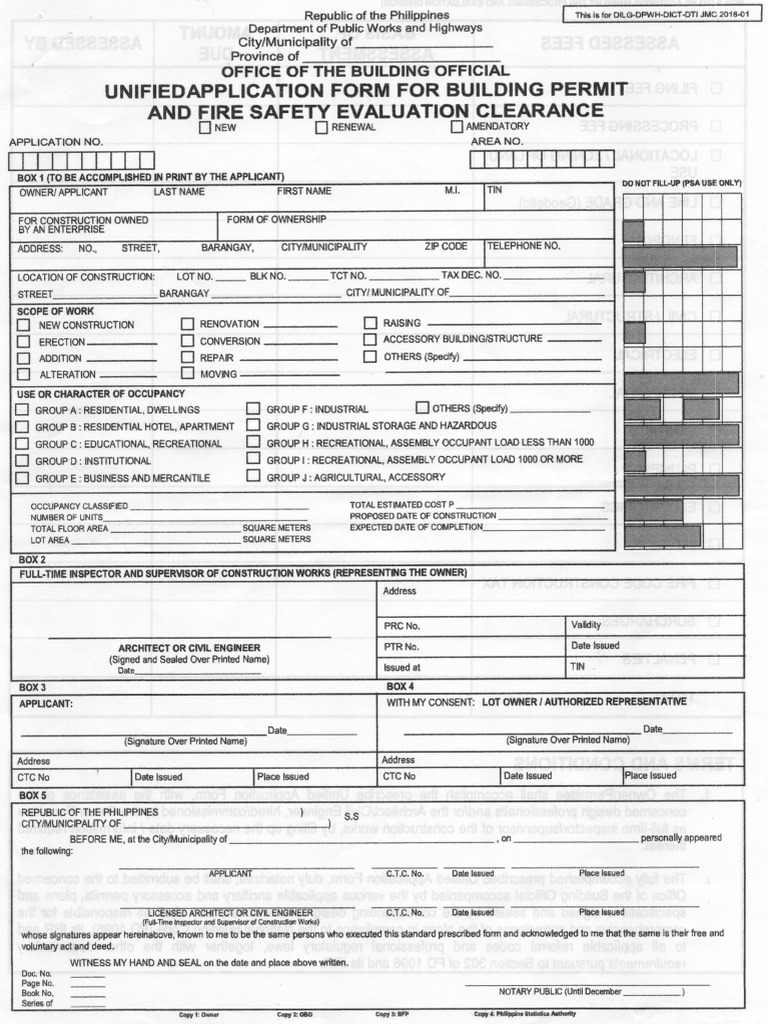 Unified BLDG Permit Tandag City Form pg120240801 - 14032364 | PDF
