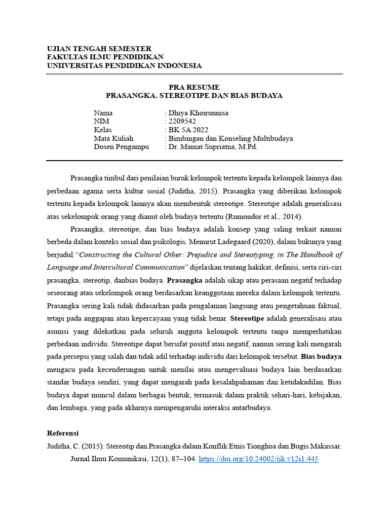 BK Mulbud Pra Resume - Topik 3 | PDF