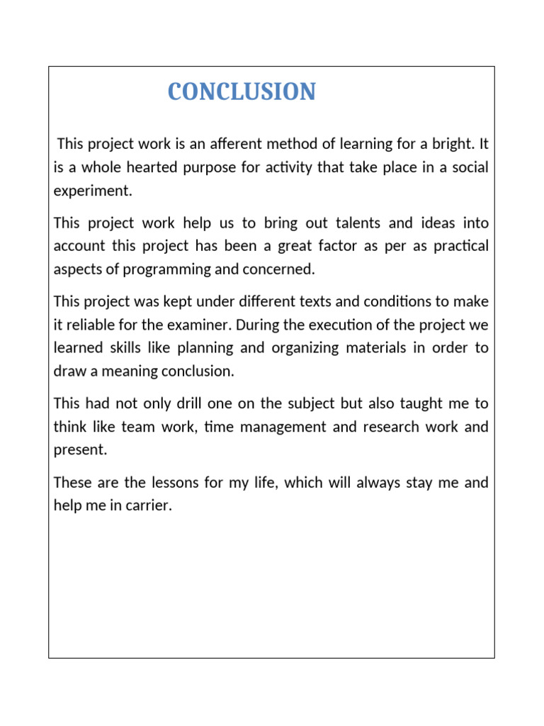 Conclusion | PDF | Career & Growth