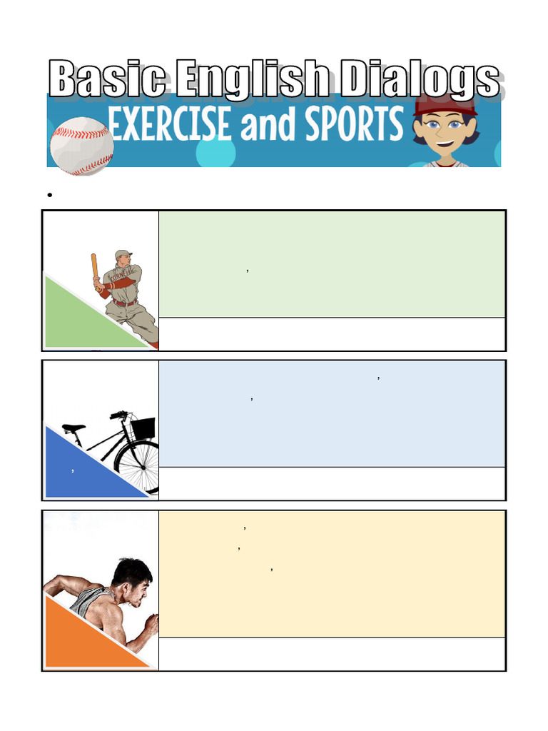 Basic English Dialogs Exercise and Sports | PDF | Linguistics | Learning