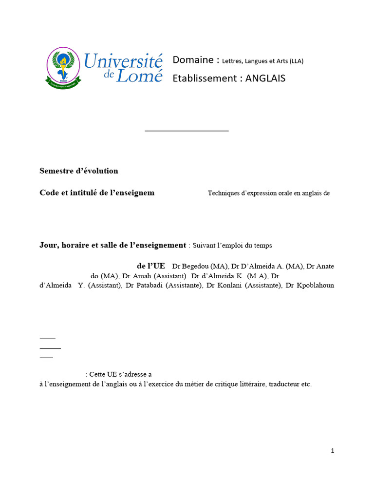 Techniques d'expression orale en anglais | PDF | Langue anglaise | Apprentissage