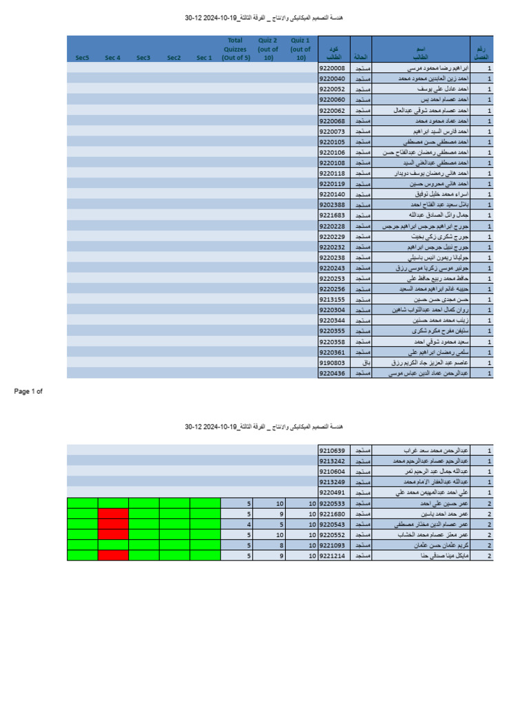 هندسة التصميم الميكانيكى والانتاج - الفرقة الثالثة - 19!10!2024 12-30-6 ...