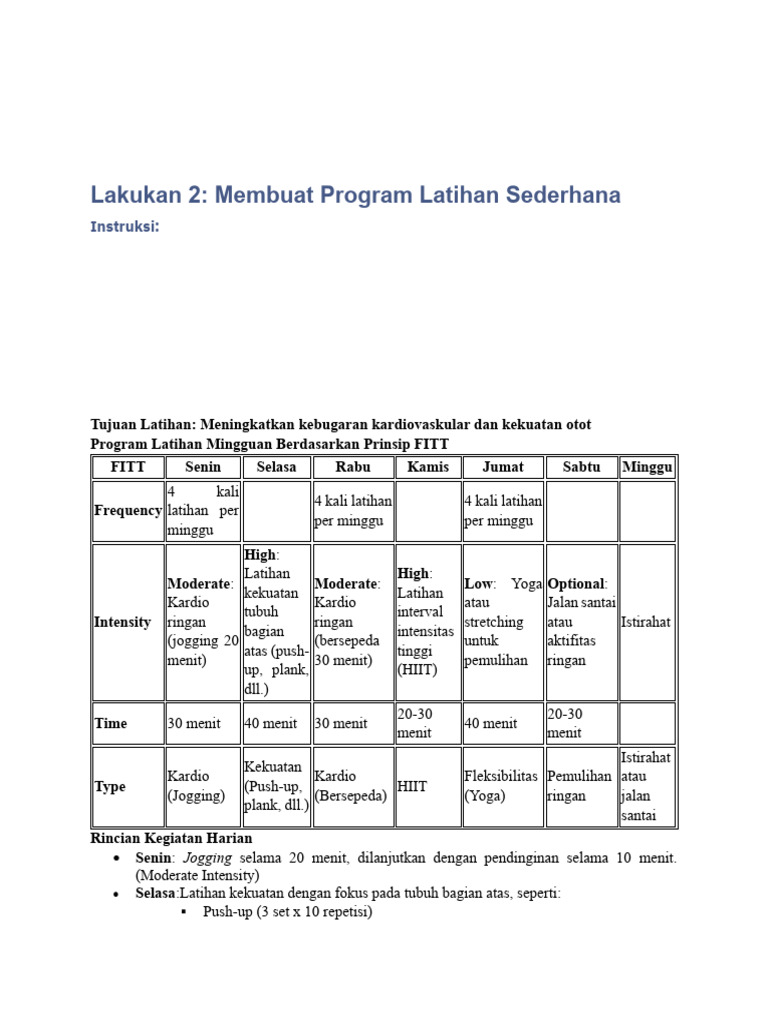 2.4 Program Latihan FITT Arista | PDF