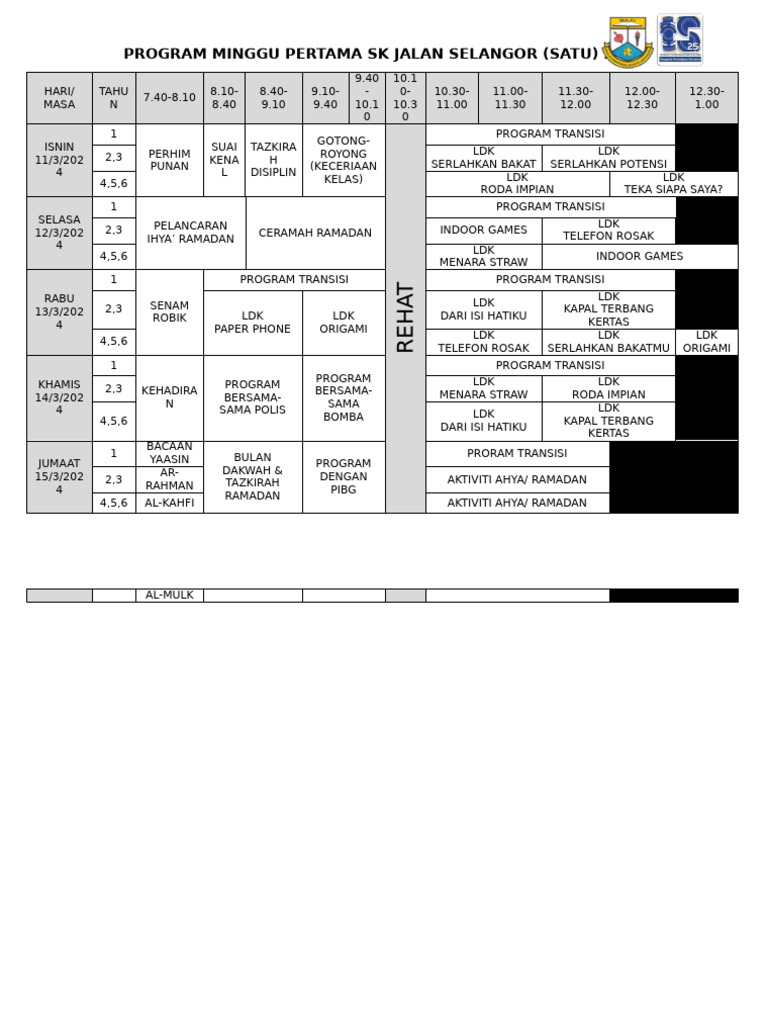 Program Minggu Pertama 2024 | PDF