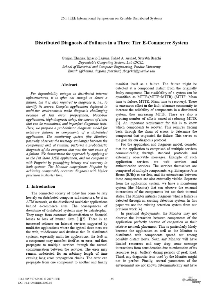 Distributed Diagnosis of Failures in A Three Tier E-Commerce System | PDF | Vertex (Graph Theory ...