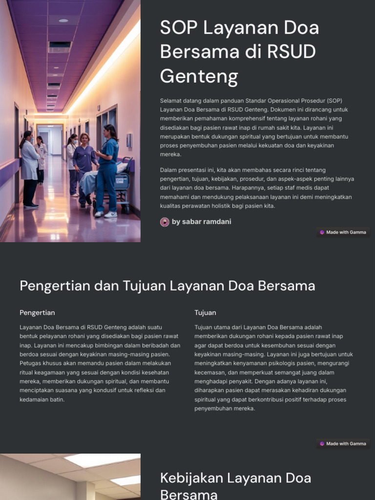 SOP Layanan Doa Bersama Di RSUD Genteng | PDF