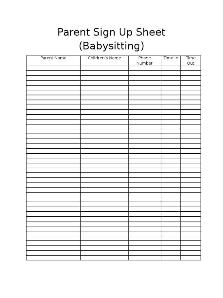 Parent Sign Up Sheet | PDF