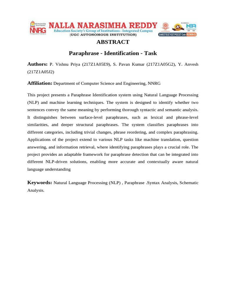Paraphrase Detection Using NLP | PDF | Language Arts & Discipline | Computers