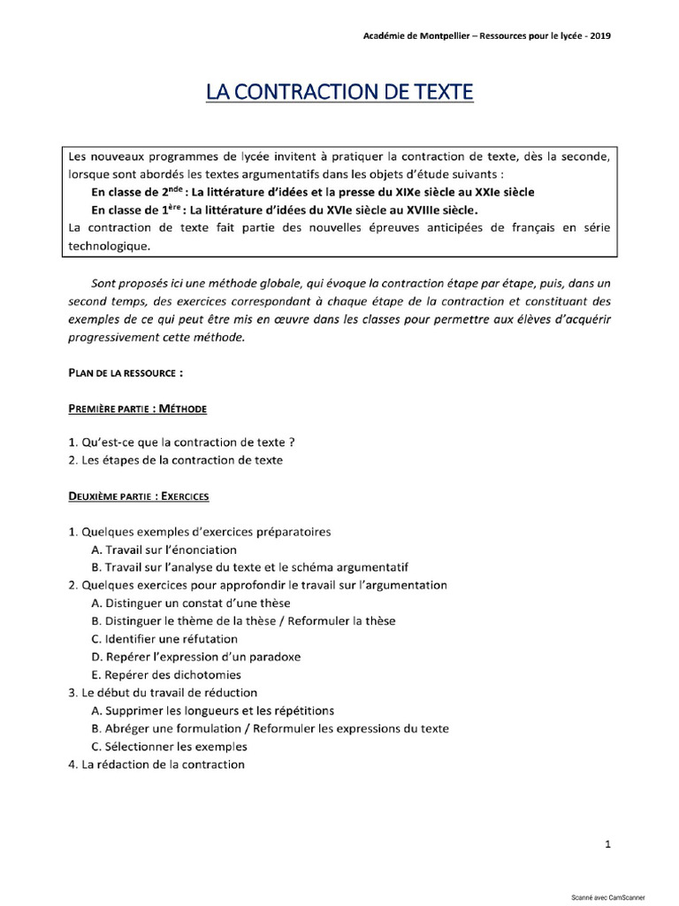 Travailler La Contraction de Texte-1-1-1 | PDF