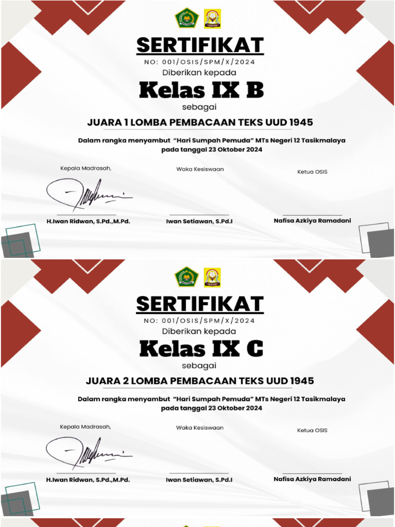 Sertifikat Sumpah Pemuda | PDF