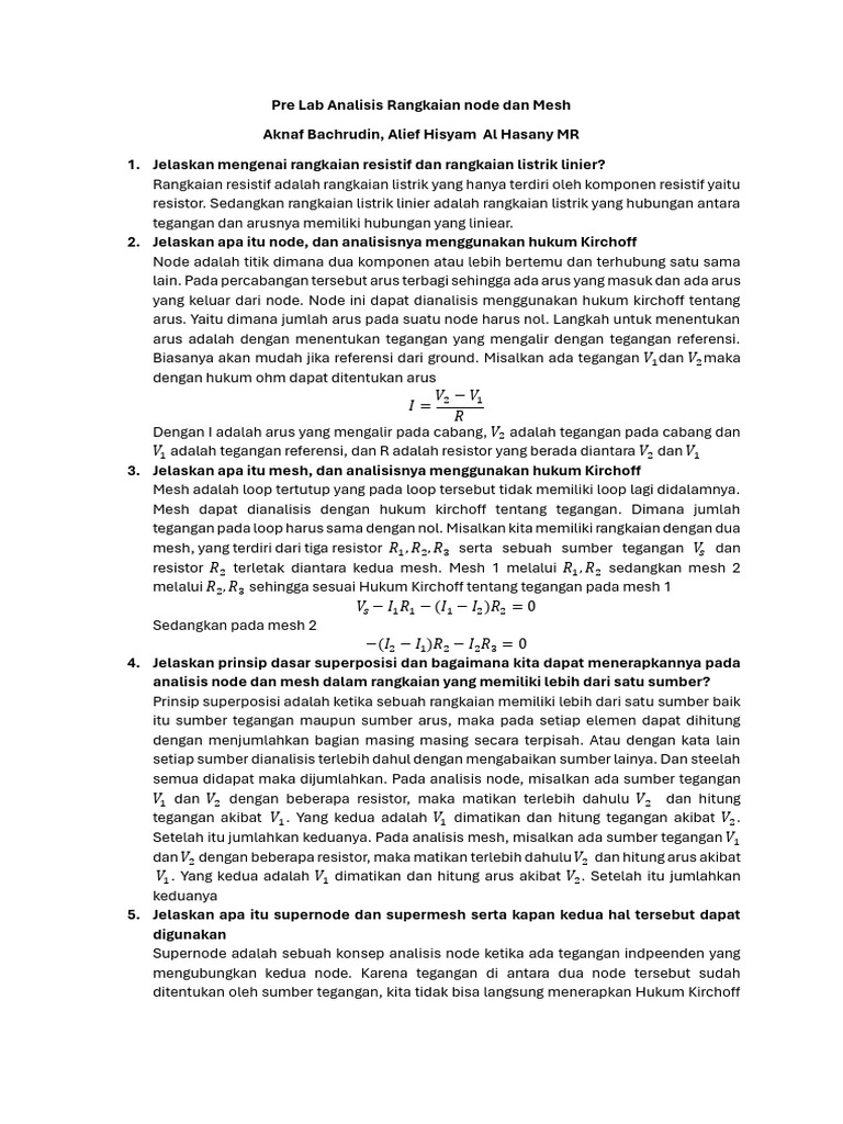 Analisis Rangkaian Node dan Mesh Listrik | PDF | Sains & Matematika