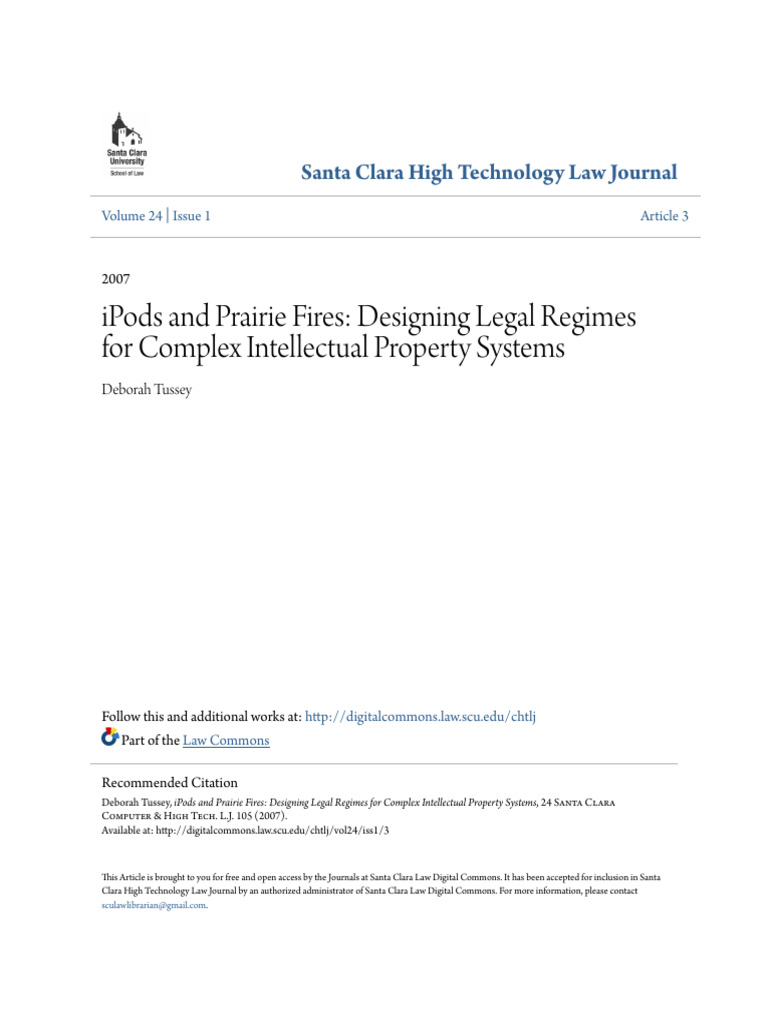 IPods and Prairie Fires Designing Legal Regimes For Complex Inte | PDF ...