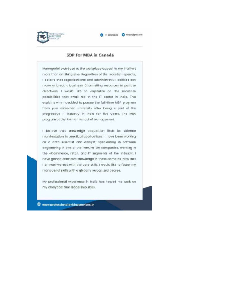 Perfect Sop For Canada Student Visa. For Students | PDF