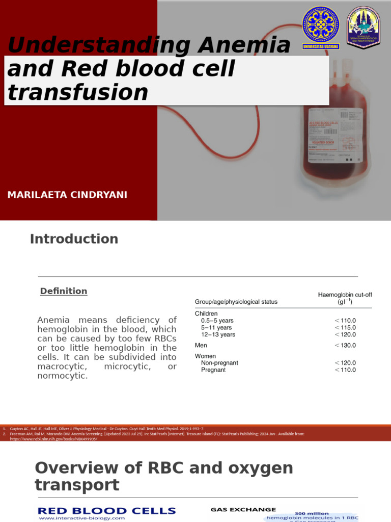 Anemia and Transfusion Red Blood Cell | PDF | Anemia | Blood