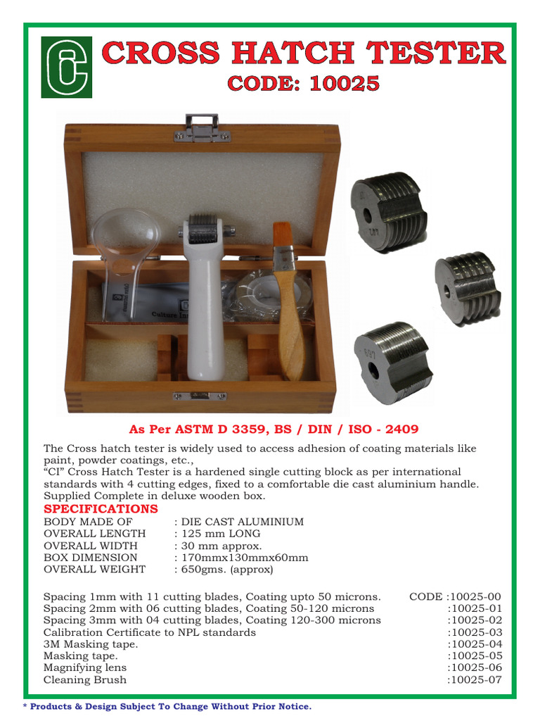 CROSS HATCH TESTER | PDF | Materials | Industrial Processes