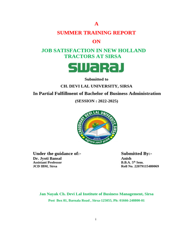 Front Page of Report-1 | PDF | Cognition | Psychology