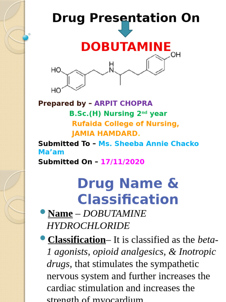 Overview of Dobutamine Pharmacology | PDF | Heart | Cardiovascular System