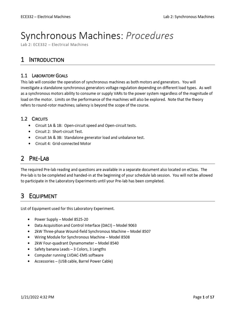 ECE332 - Lab 2 - Procedures | PDF | Electric Motor | Electrical Components
