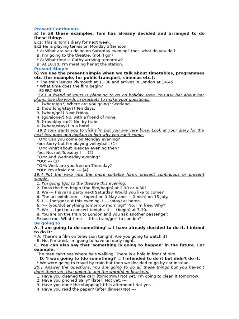 Present and Future Tenses Guide | PDF