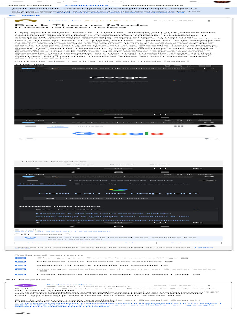 Dark Theme Mode Inconsistencies - Google Search C | PDF | Career & Growth | Computers