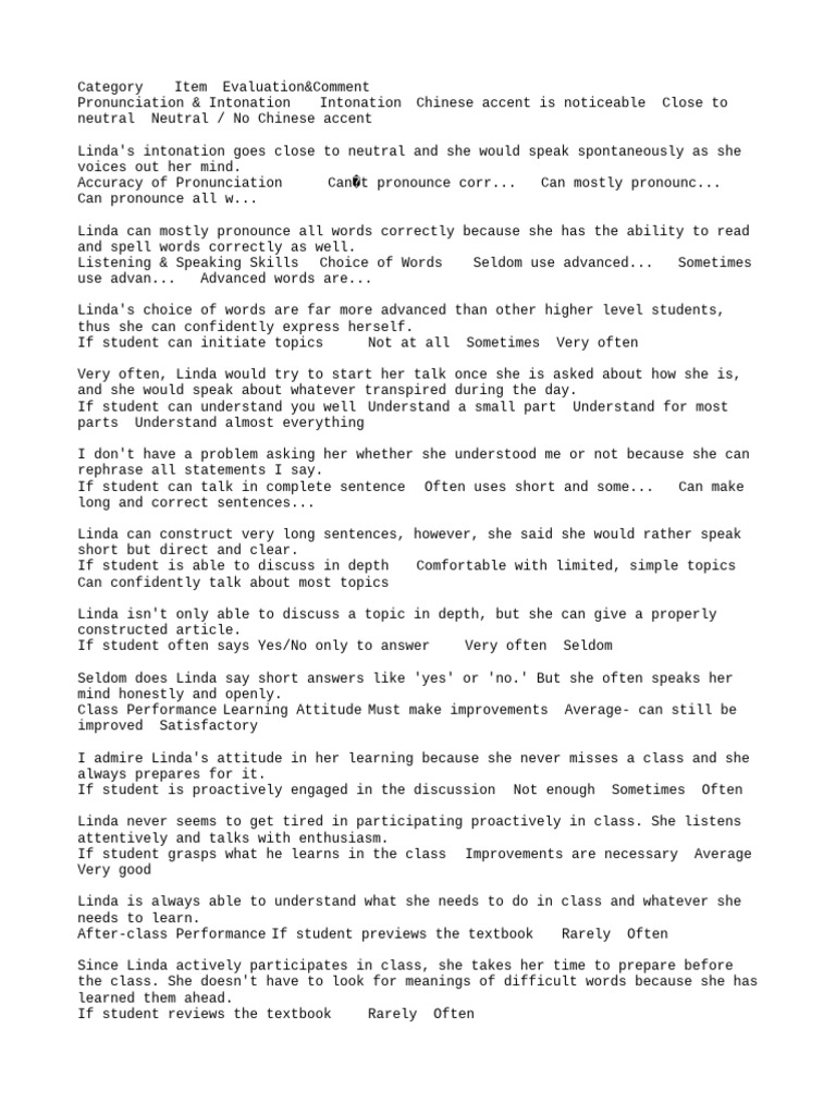 PROGRESS CHECK SUMMARY Linda | PDF | Accent (Sociolinguistics) | Learning