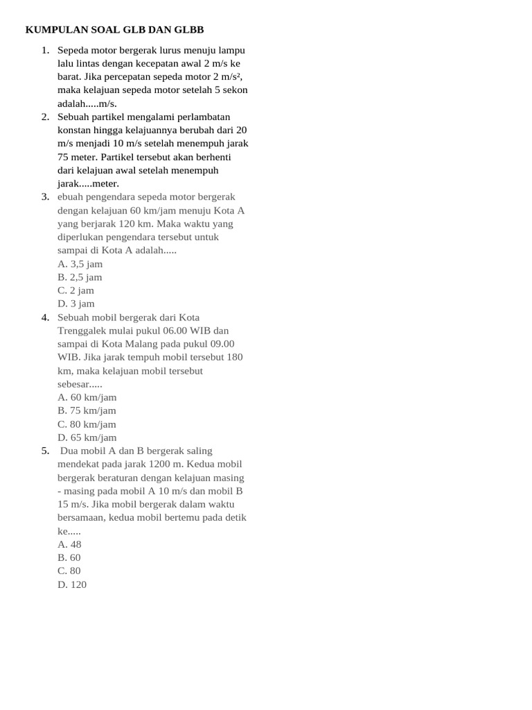 Soal GLBB | PDF