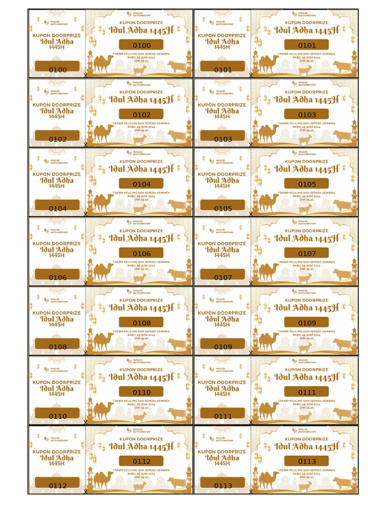 Kupon Undian Idul Adha 1445H | PDF