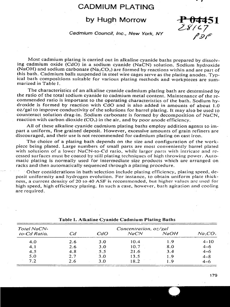 Cadmium Plating | PDF | Physical Sciences | Metals