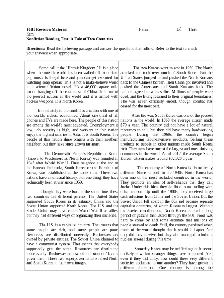 G10 AO R1 R2 - Revision Material | PDF | North Korea | World Politics