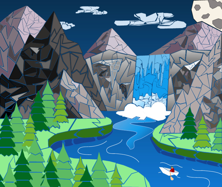 Summer's Mountain Mosaic-Art - Finished - Night Version | PDF