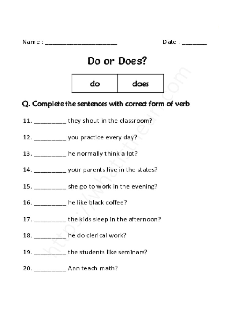 Worksheet Do Does | PDF