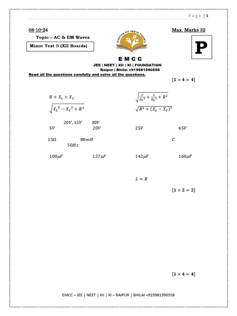 Ac & Emw | PDF | Electrical Network | Transformer