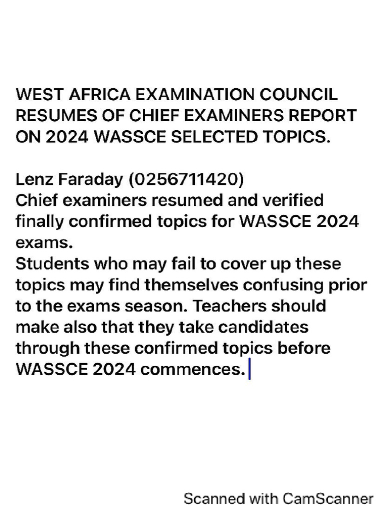 Finally Wassce 2024 Confirmed Selected T | PDF